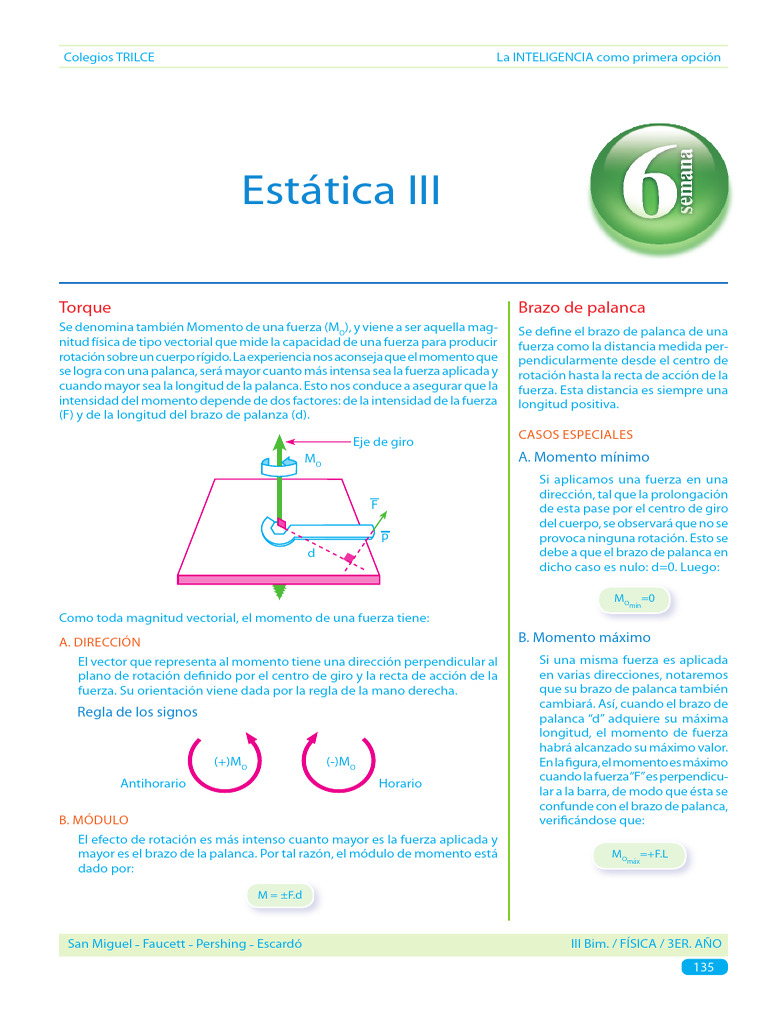 Sem6 - Estática III | PDF | Esfuerzo de torsión | Rotación