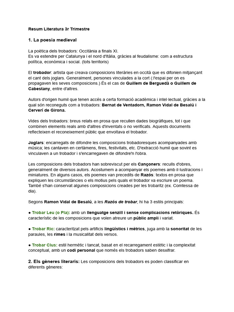 Resum Literatura 3r Trimestre | PDF