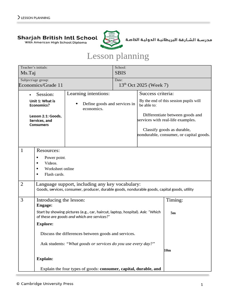 Economics Lesson Plans for Grades 11-12 | PDF | Economics | Economies