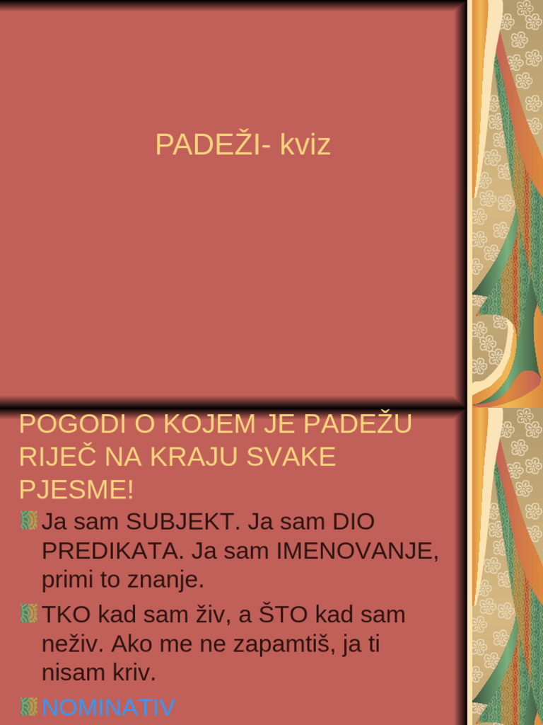 Padezi Gramatika U Stihu | PDF