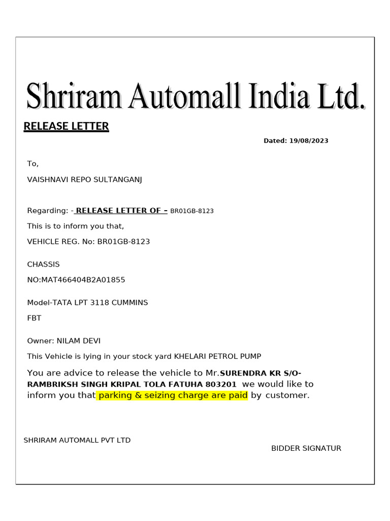 Release Letter of | PDF