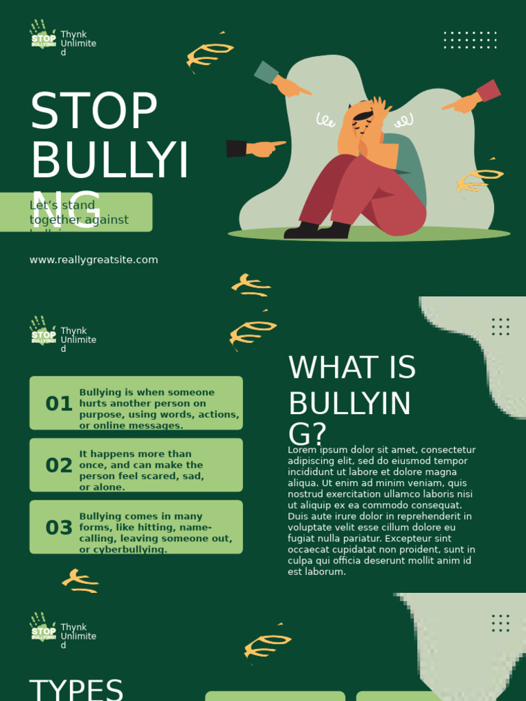 Green Illustrative Stop Bullying Presentation | PDF | Bullying | Violence
