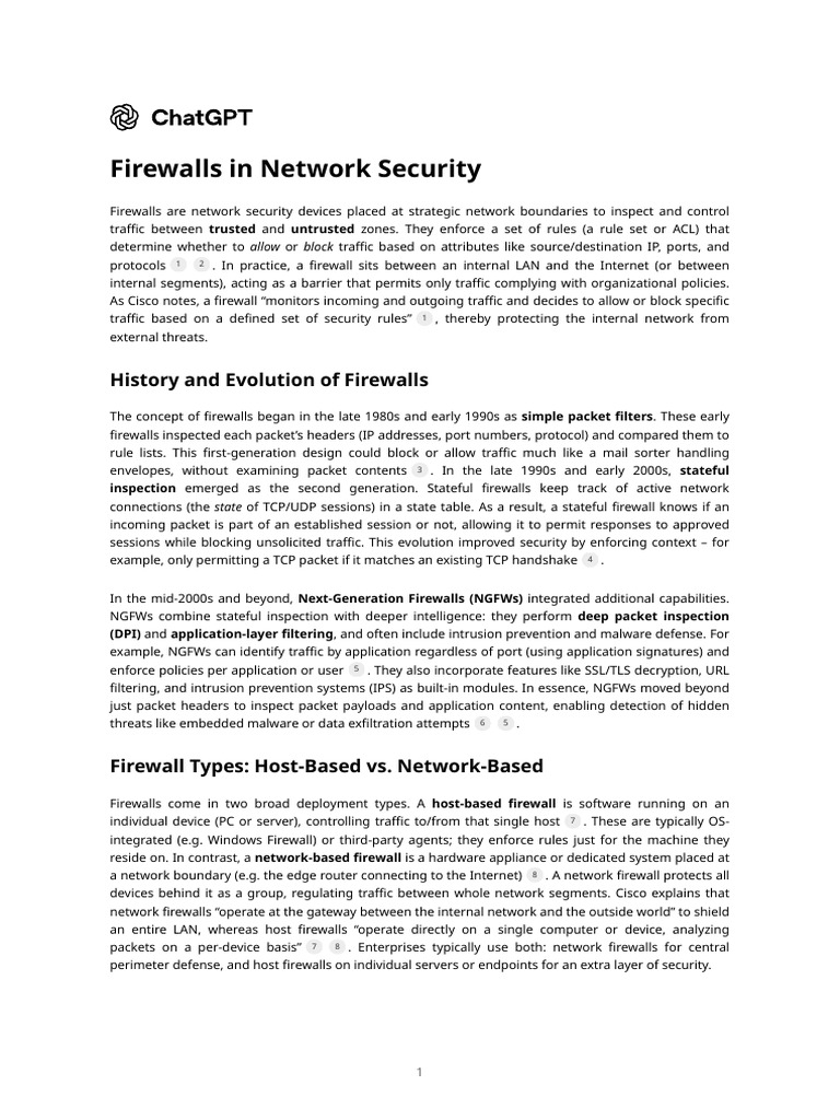 Firewalls in Network Security | PDF | Firewall (Computing) | Computer Network