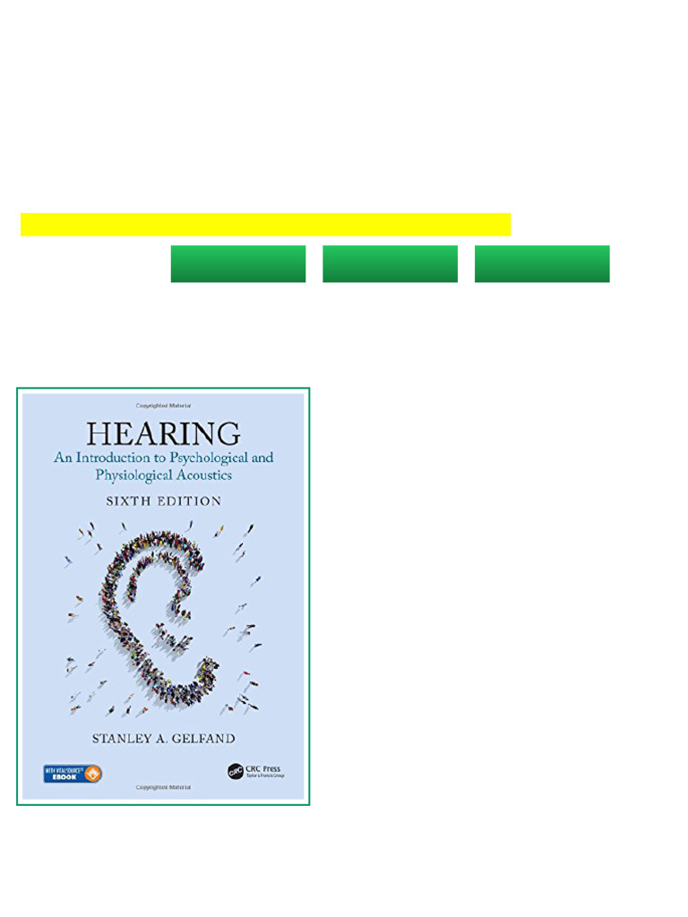 Hearing: An Introduction To Psychological and Physiological Acoustics ...