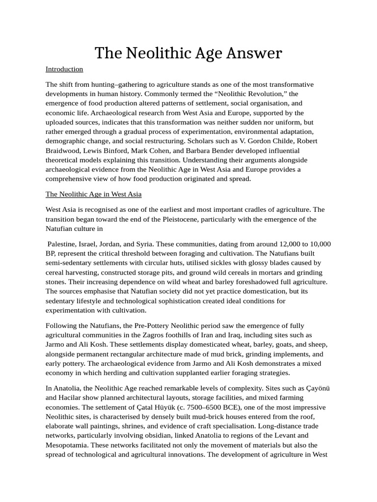 Neolithic Age: Agriculture's Origins Explained | PDF | Neolithic ...