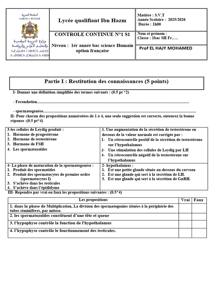 Définition et contrôle sur la reproduction | PDF | Hypothalamus | Testicule