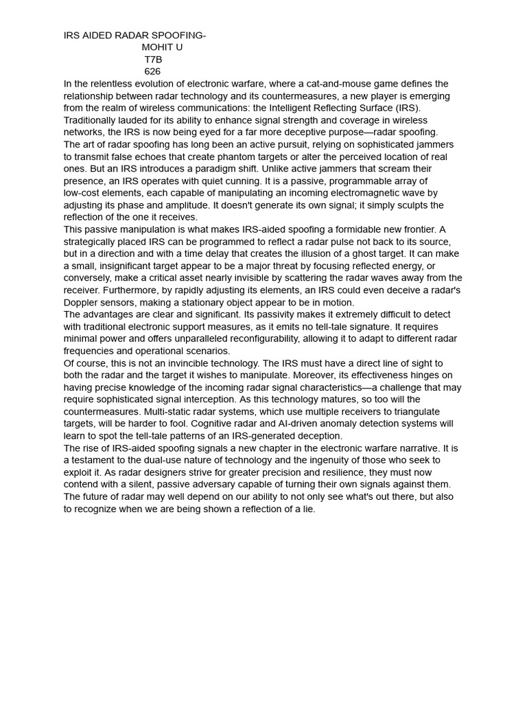 Irs Aided Radar Spoofing | PDF | Radar | Infrared