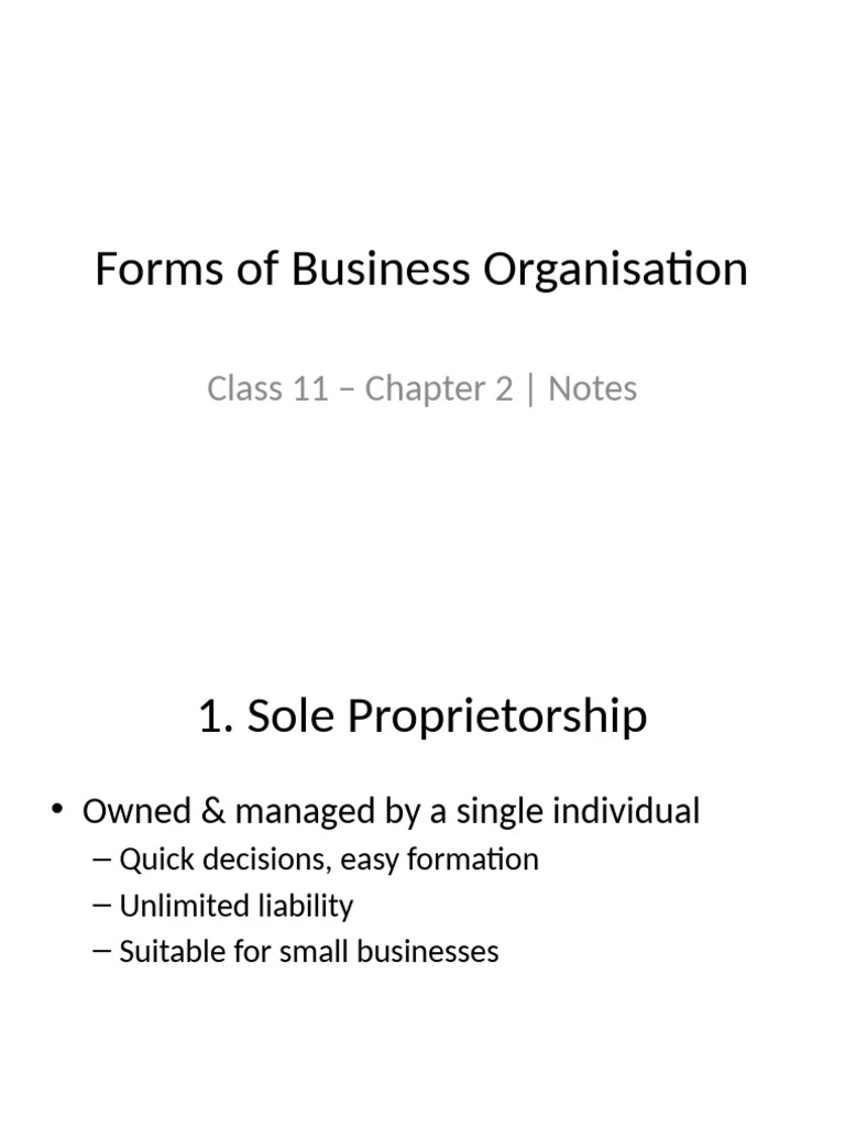 Forms of Business Organisation | PDF