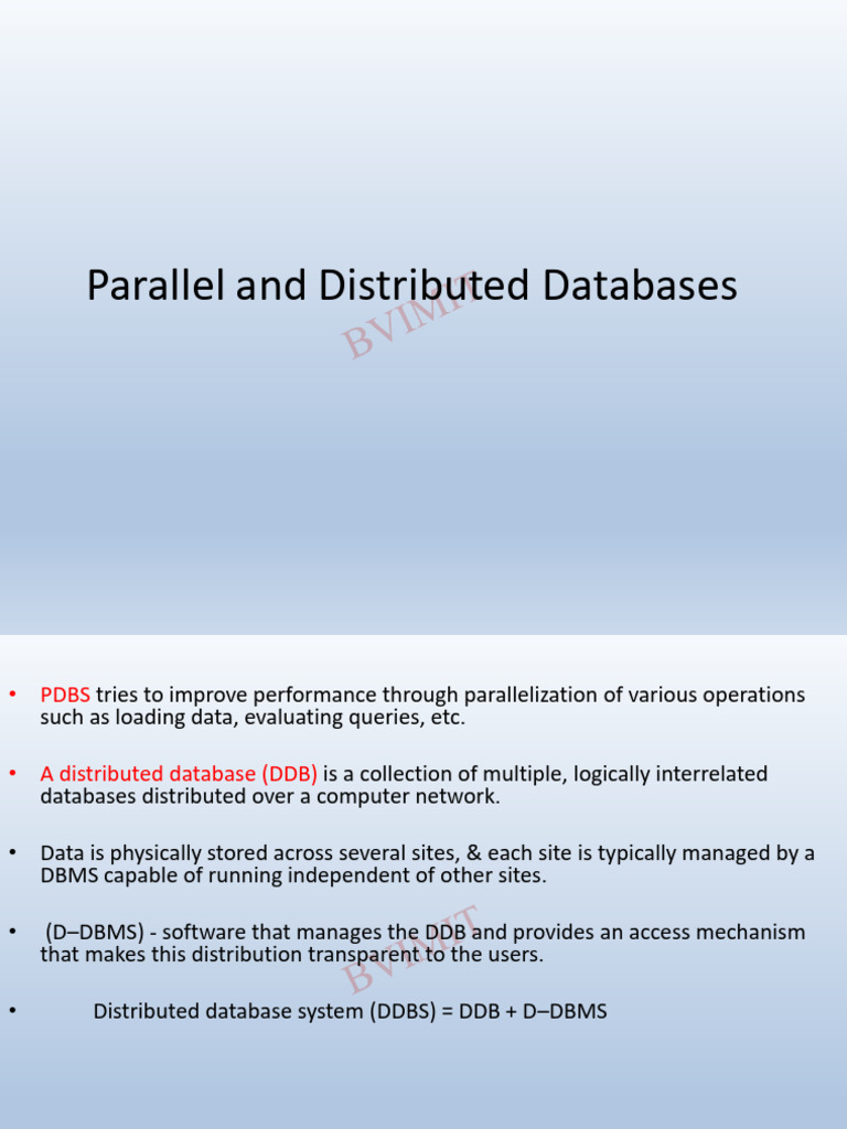 Unit1 Parallel&Distributed Database | PDF | Databases | Database ...