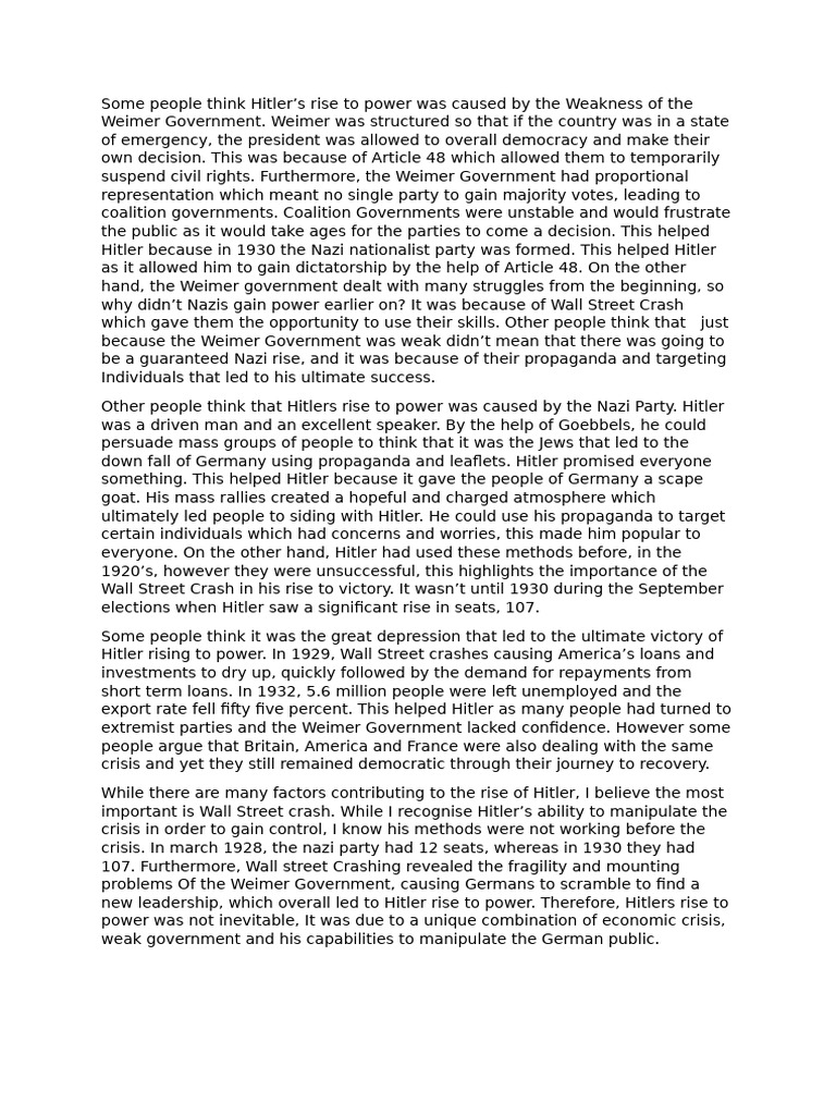 Hitlers Rise To Power 16 Marker | PDF | Weimar Republic | Adolf Hitler