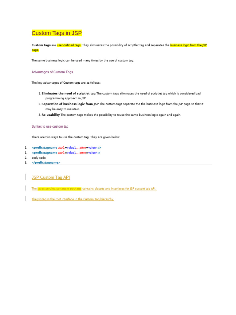 Custom Tag in JSP and Tomcat Server | PDF | Method (Computer ...