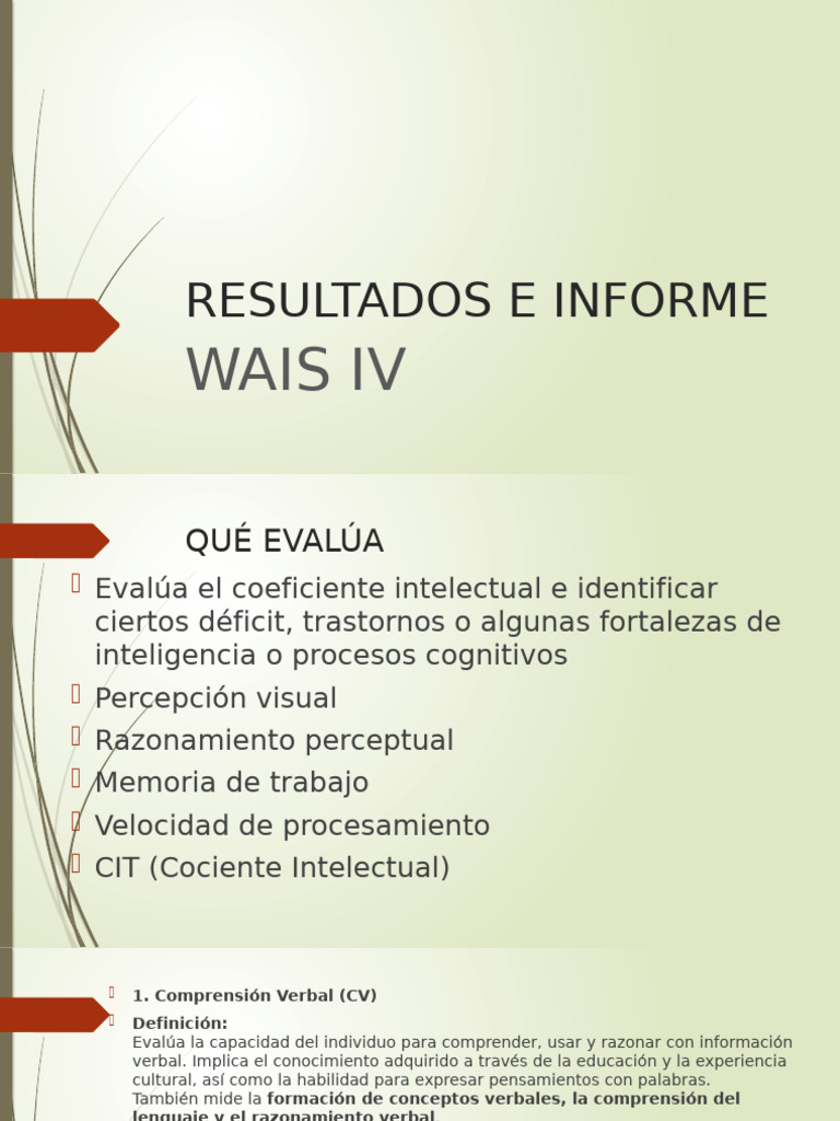 Resultados e Informe Wais IV | PDF | Cociente de inteligencia ...