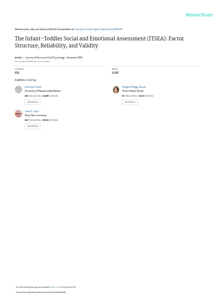 ITSEA - Factor Structure, Reliability, and Validity | PDF | Temperament ...