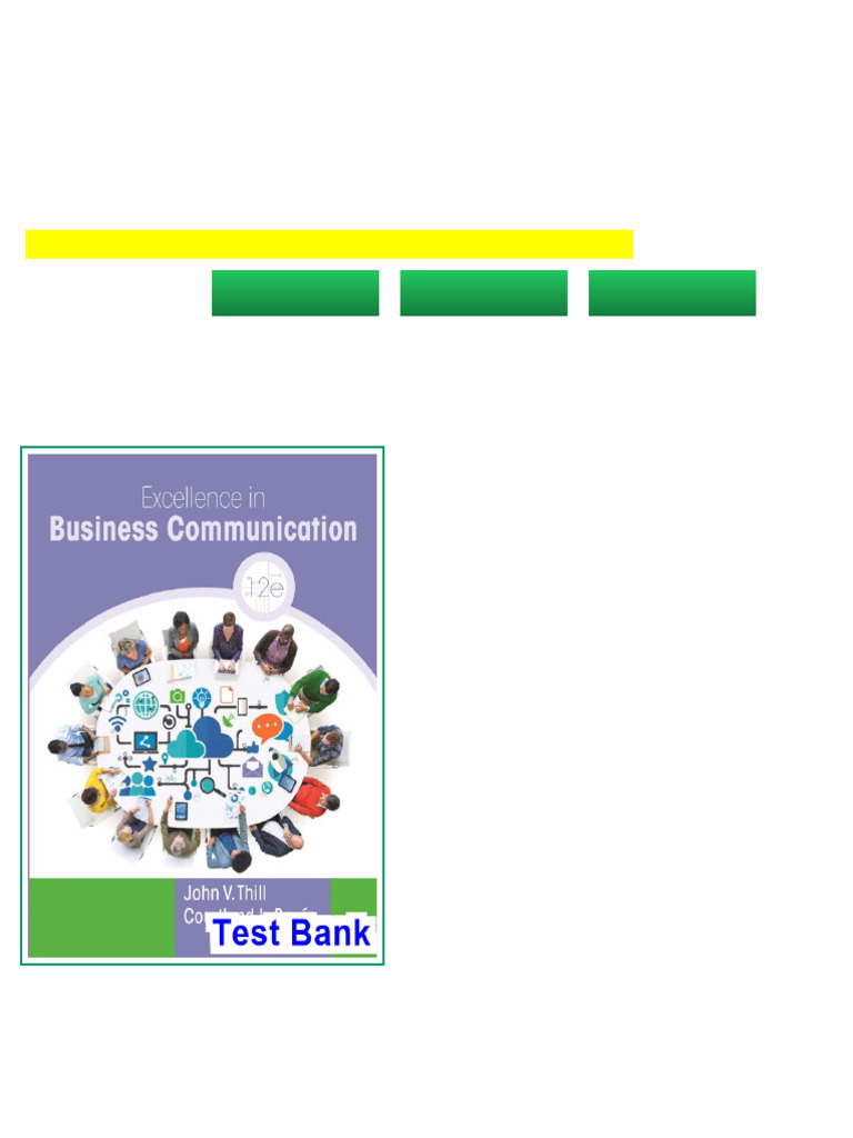 Excellence in Business Communication 12th Edition Thill Test Bank pdf ...