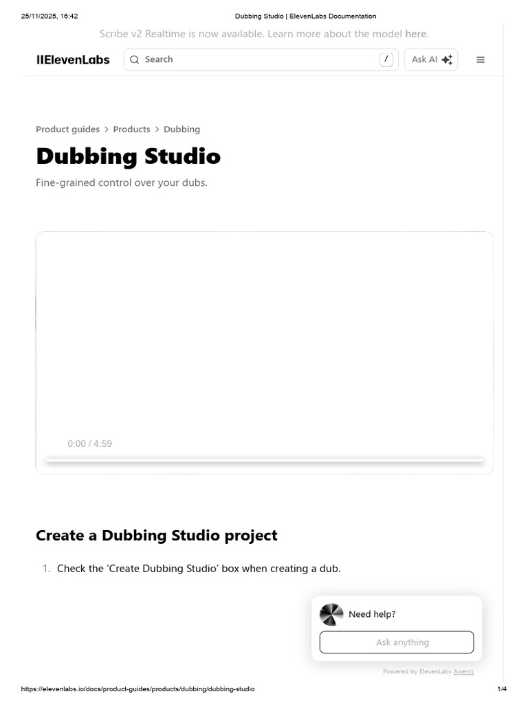 Dubbing Studio Guide for ElevenLabs | PDF | Computing