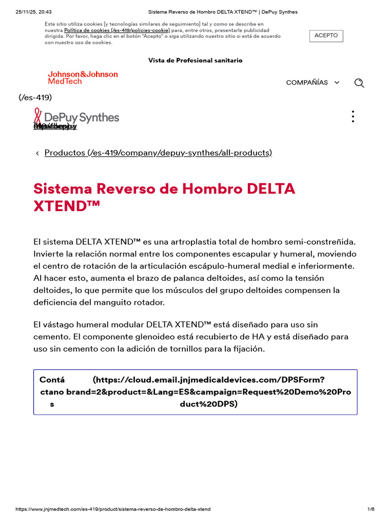Sistema Reverso de Hombro DELTA XTEND™ _ DePuy Synthes | PDF | Hombro ...