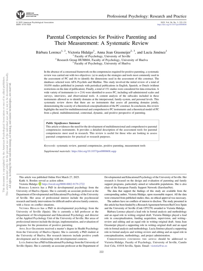2025, Lorence. REVIEW Parental Competencies For Positive Parenting and ...