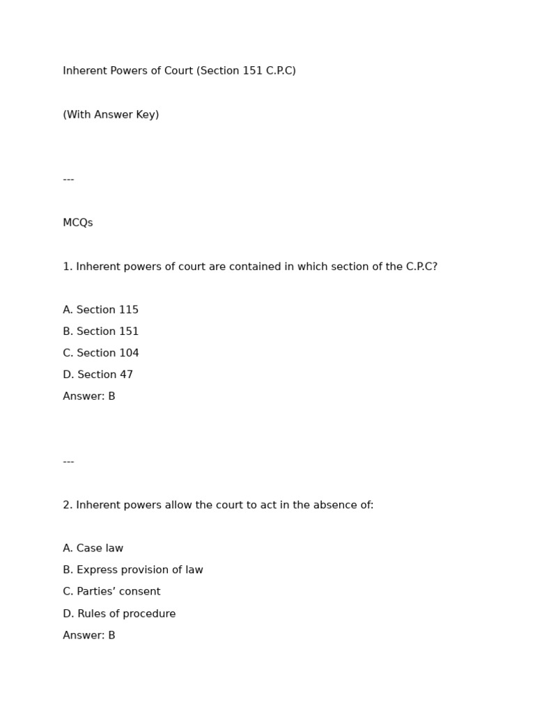 Section 151 CPC | PDF | Appeal | Jurisdiction