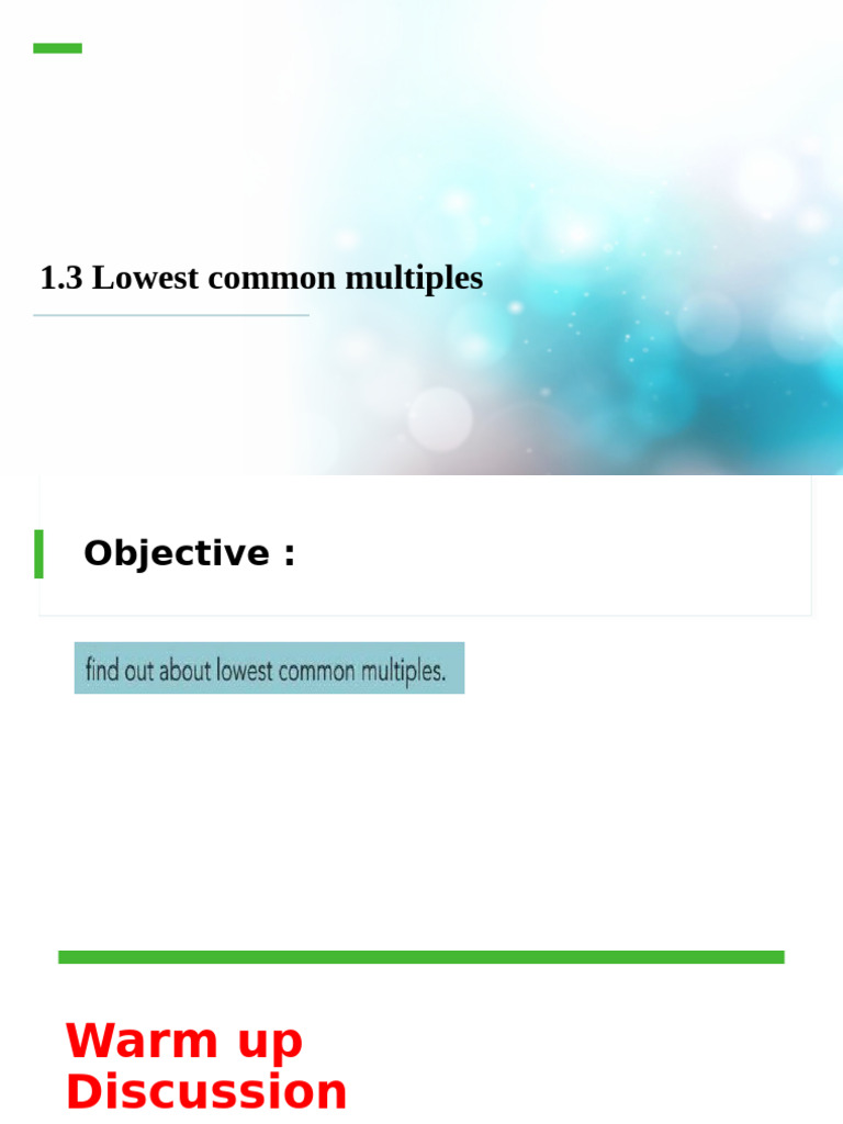 L 1.3 Lowest Common Multiples | PDF | Elementary Mathematics | Algebra