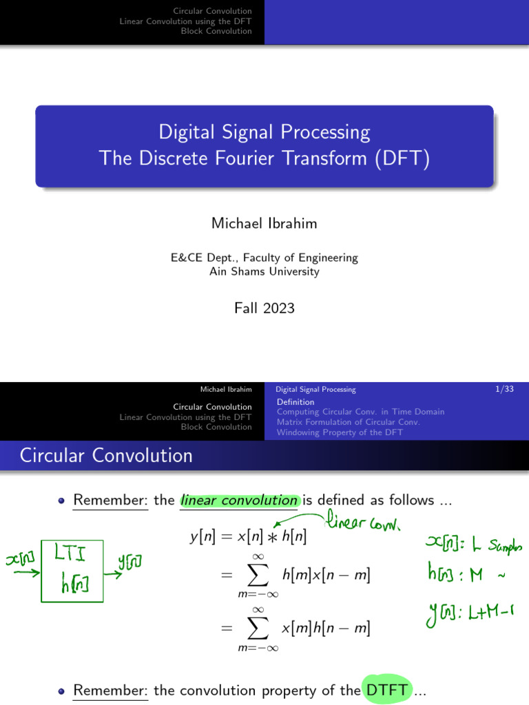 (4.4) DFT | PDF | Discrete Fourier Transform | Convolution
