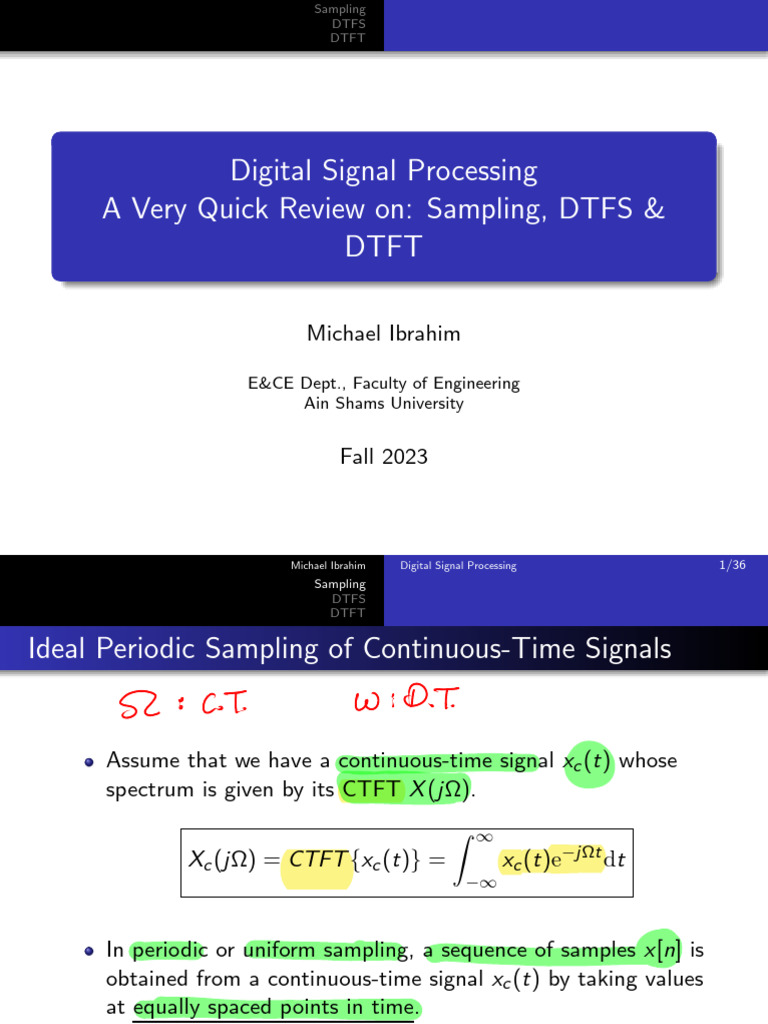 Review On Sampling, DTFS and DTFT | PDF | Discrete Fourier Transform ...