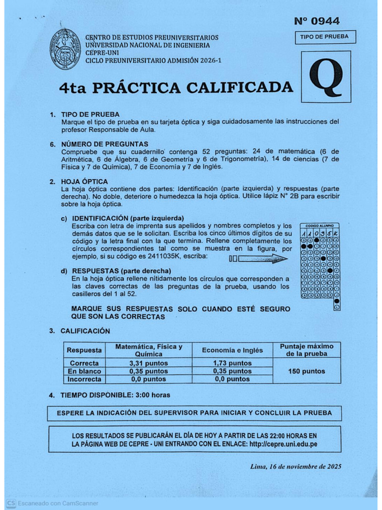 4ta Pc Cepreuni 2026-1 (Sin Claves) | PDF