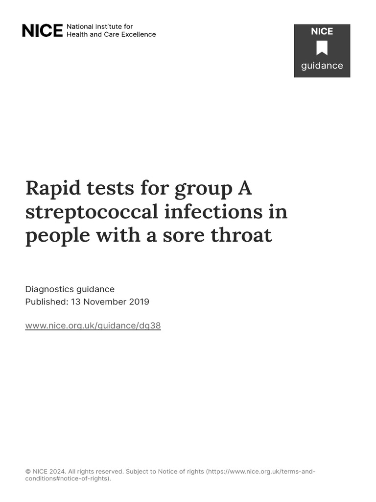Rapid Tests For Group A Streptococcal Infections in People With A Sore ...