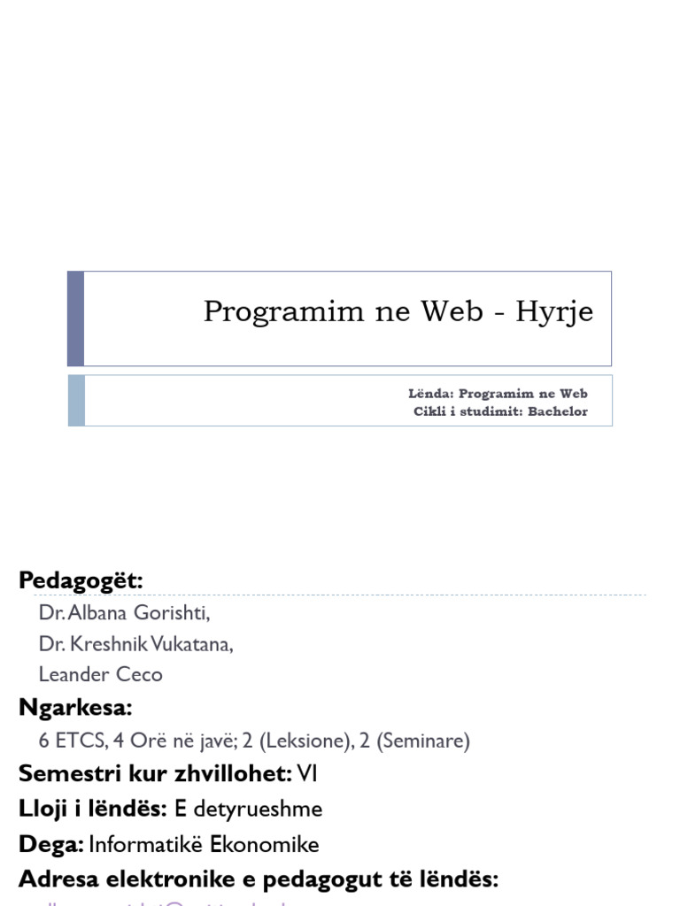 01 Kap 0 Hyrje ProgramimWeb | PDF | World Wide Web | Internet & Web