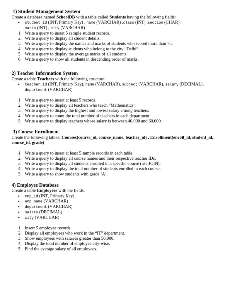 DBMS Backlog Exam Chits | PDF