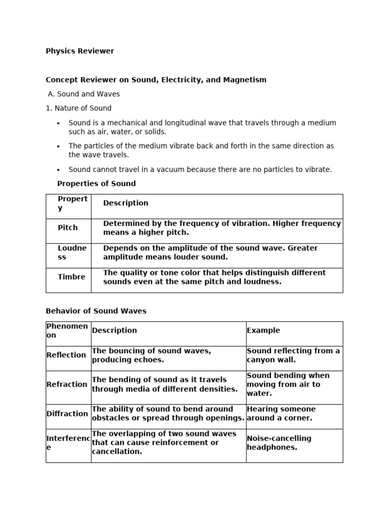 Physics Reviewer | PDF | Sound | Waves