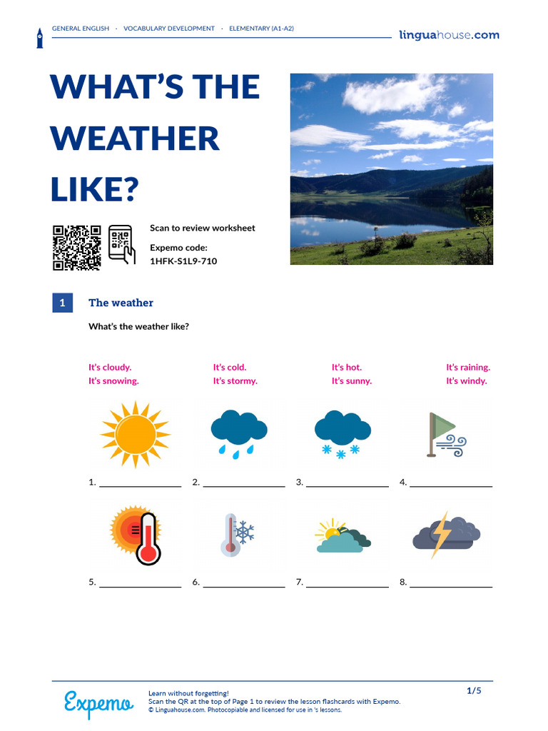 Whats The Weather Like British English Teacher A1 A2 | PDF | Weather