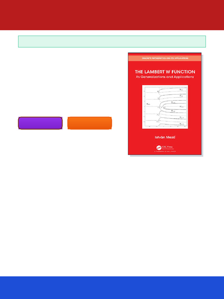 The Lambert W Function Its Generalizations and Applications Discrete ...