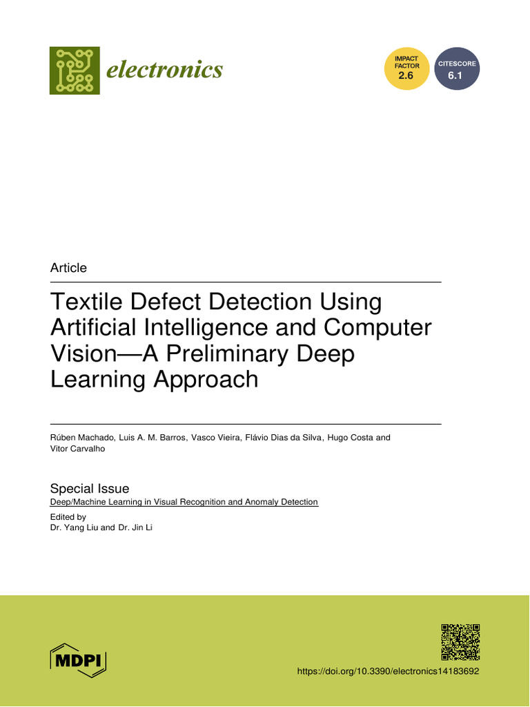 Textile Defect Detection Using Artificial Intelligence and Computer Vision | PDF | Deep Learning