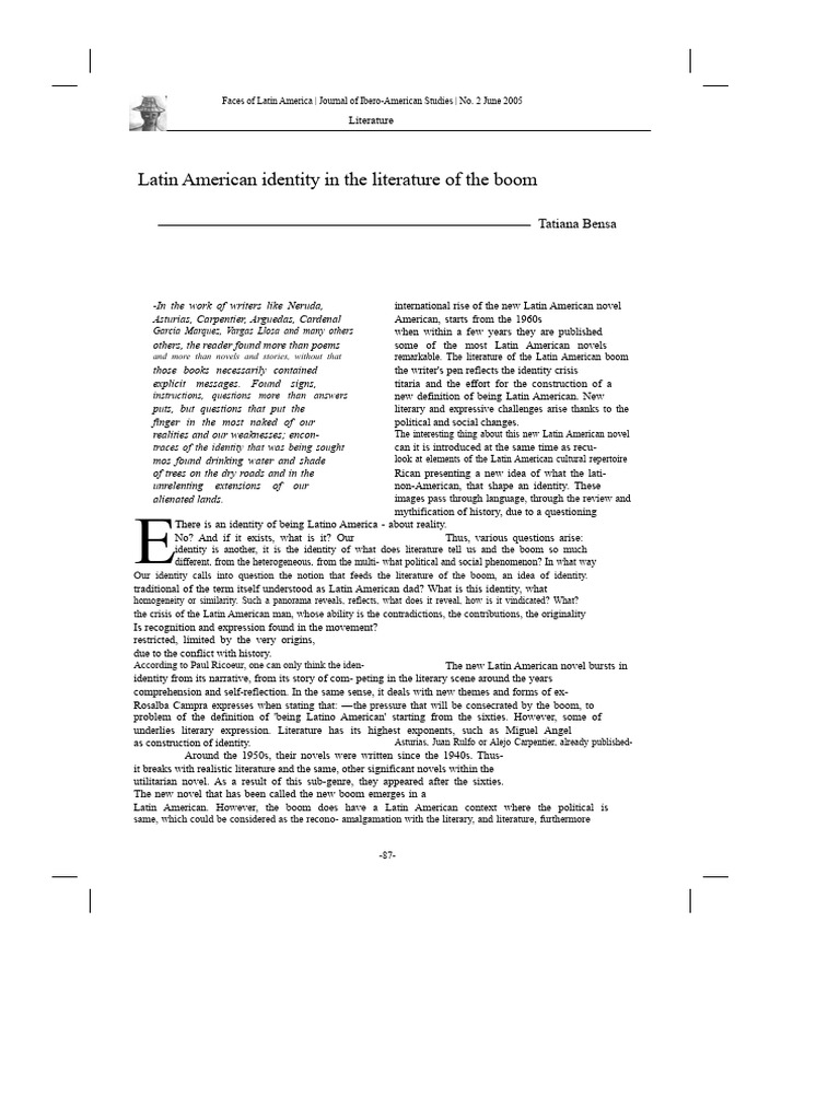 Latin American Identity in The Literature of The Boom - Tatiana Bensa ...