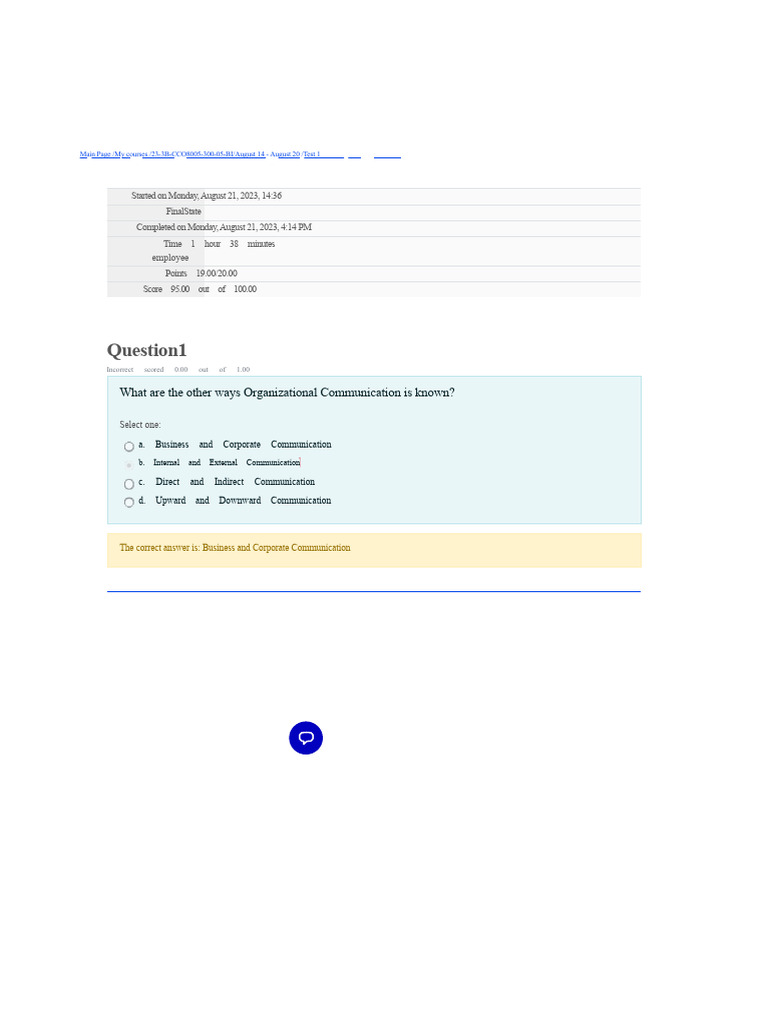 Test 1 Corporate Communication | PDF | Body Language | Communication