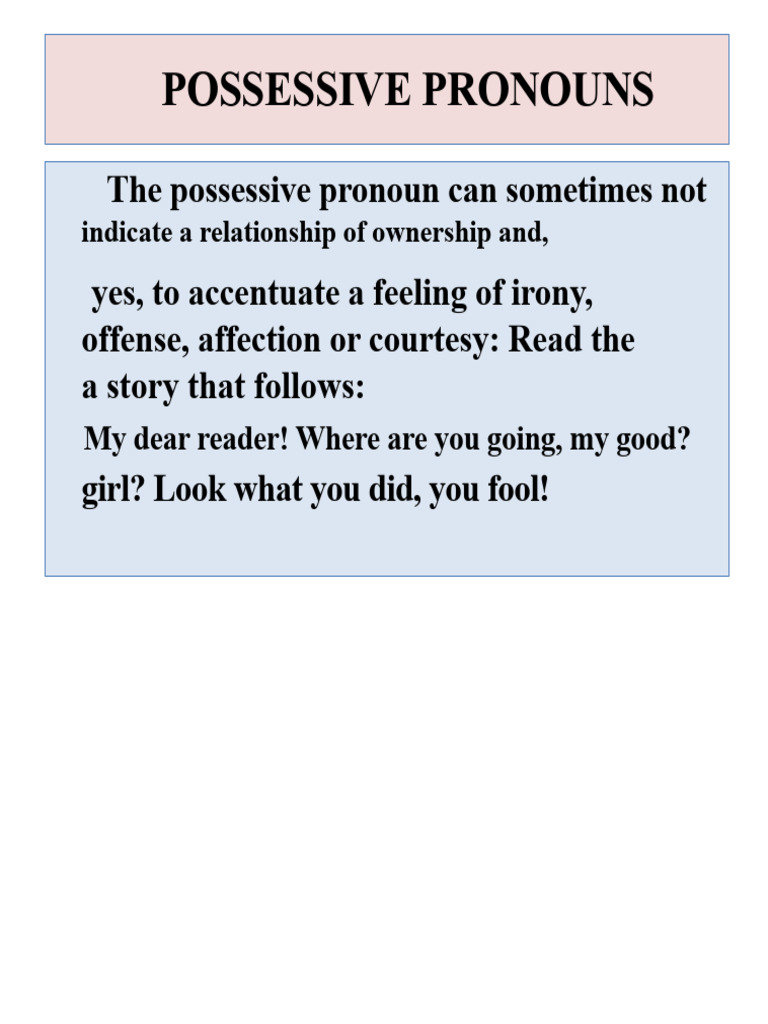 Understanding Possessive Pronouns | PDF