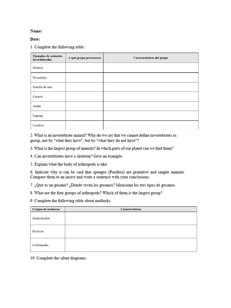 Invertebrate Animals: Characteristics & Groups | PDF