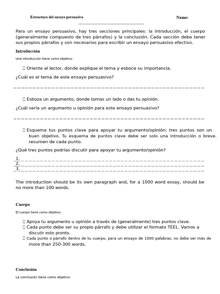 Estructura del ensayo persuasivo | PDF