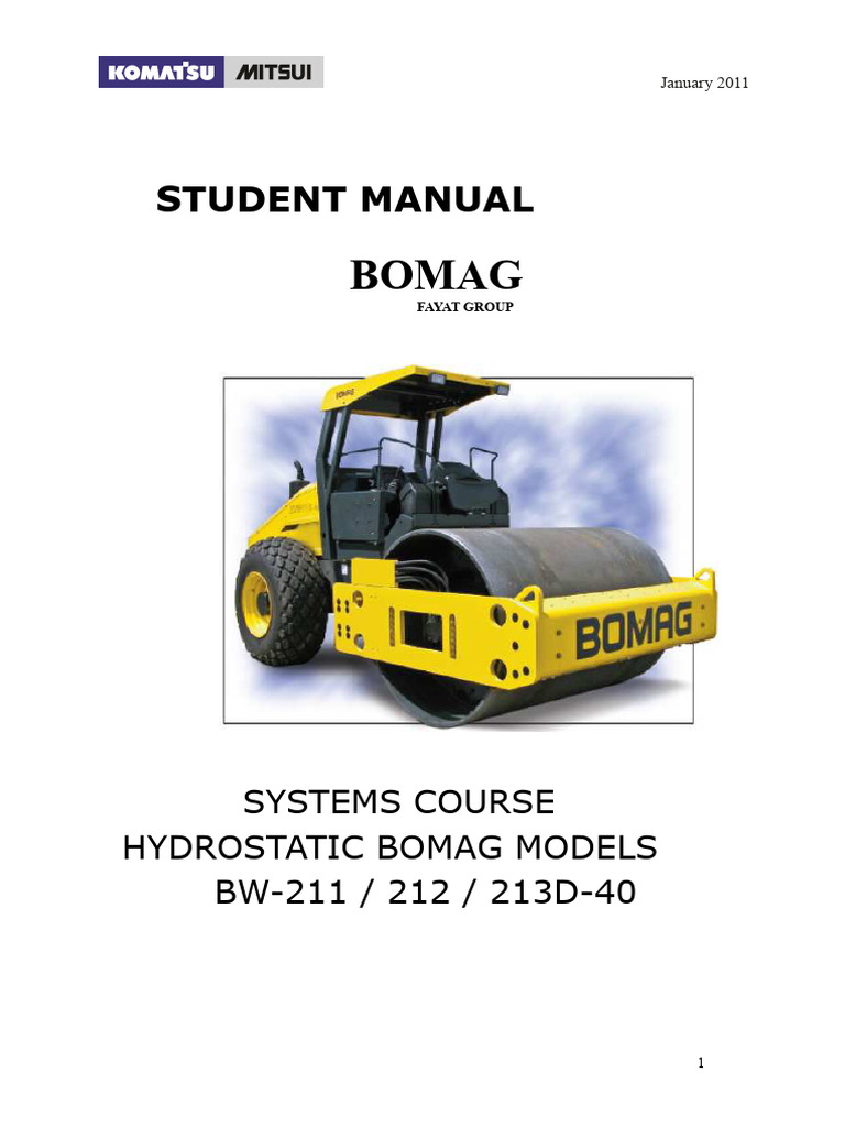 Hydrostatic Systems BOMAG BW-211, 212, 213 (Student Manual) PDF | PDF ...