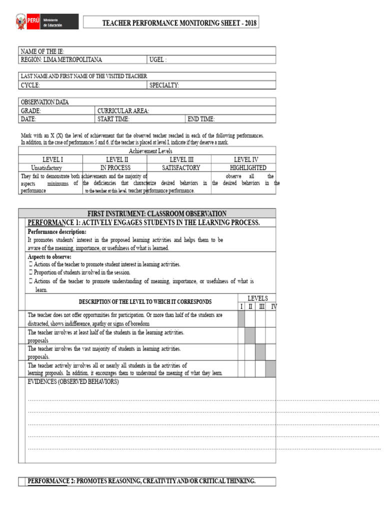 Teacher Evaluation Sheet - Rubrics Soledad | PDF | Thought | Creativity