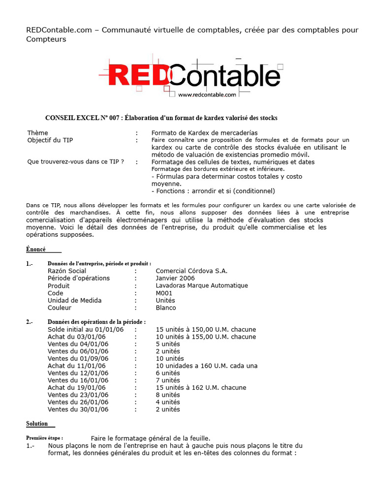 Format de Kardex Valorisé pour Stocks | PDF | Microsoft Excel | Logiciel