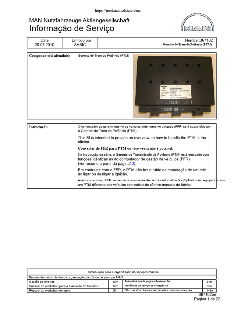 MAN PTM CONTROLE UNIDADE Informações de Serviço-3 | PDF | Conector ...