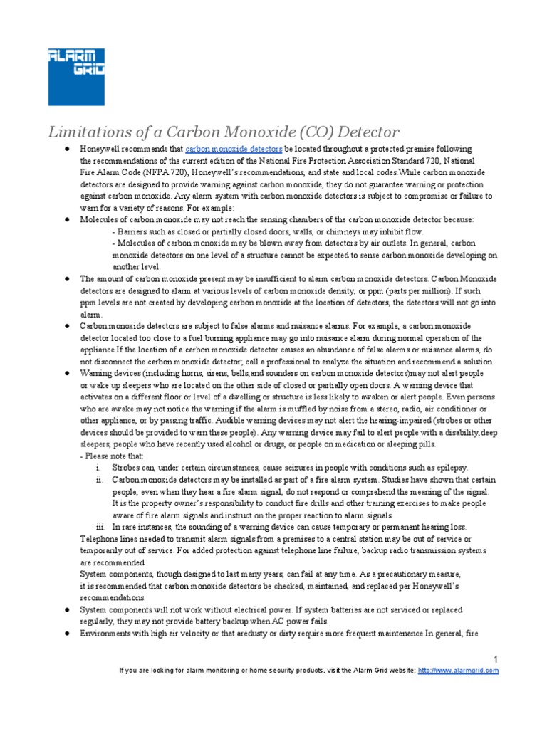 Honeywell 5800co Limitations | PDF | Security Alarm | Energy And Resource