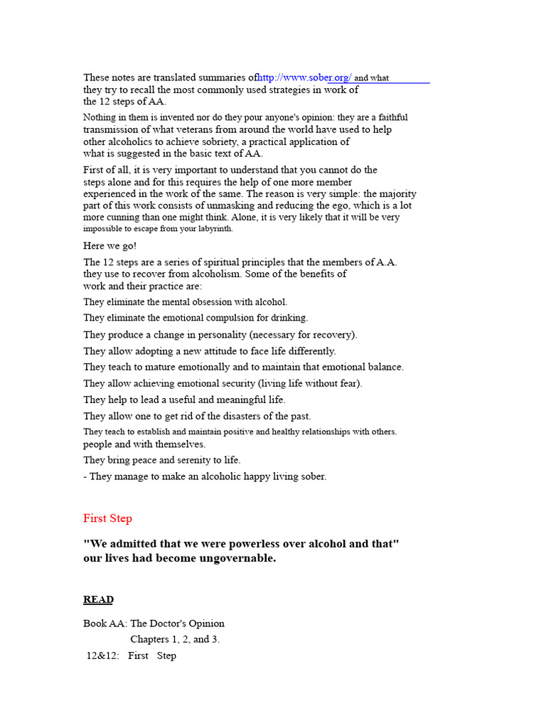 Notes On The 12 Steps PDF | PDF | Twelve Step Program | Alcoholics ...