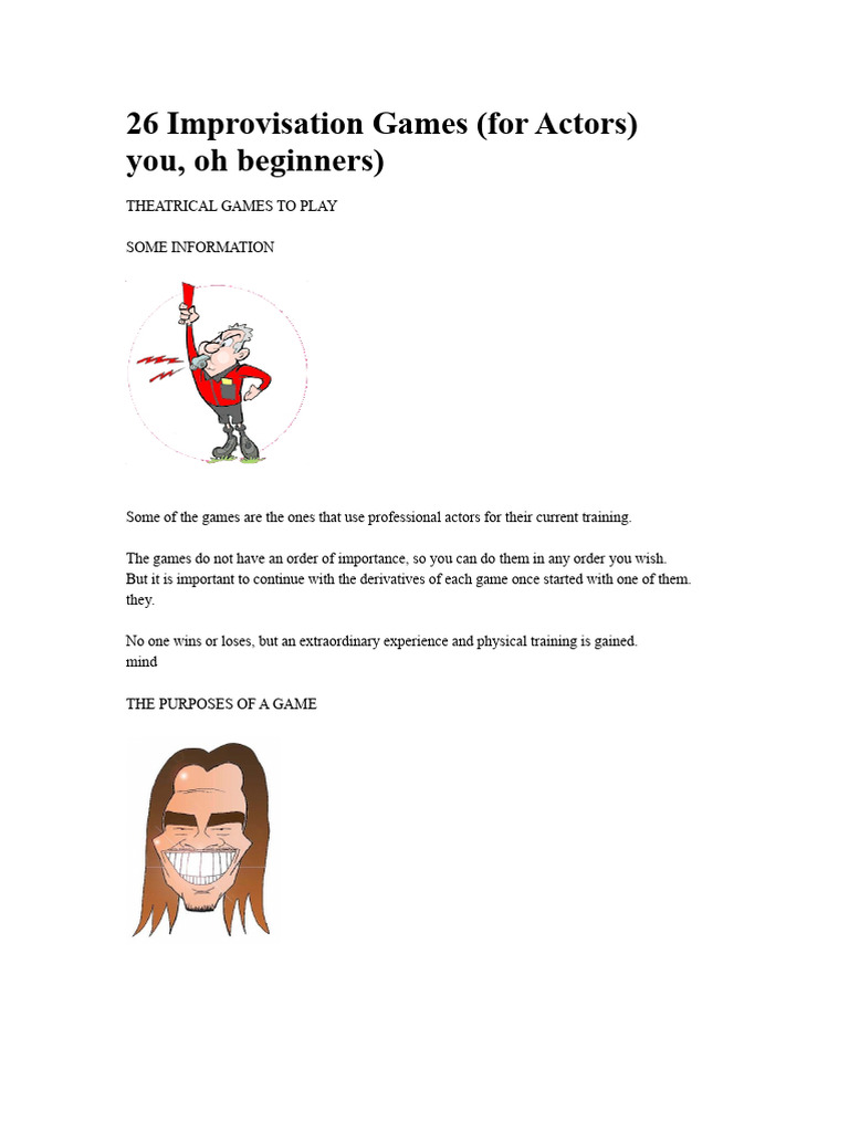 26 Fun Improvisation Games for Actors | PDF | Improvisation | Theatre