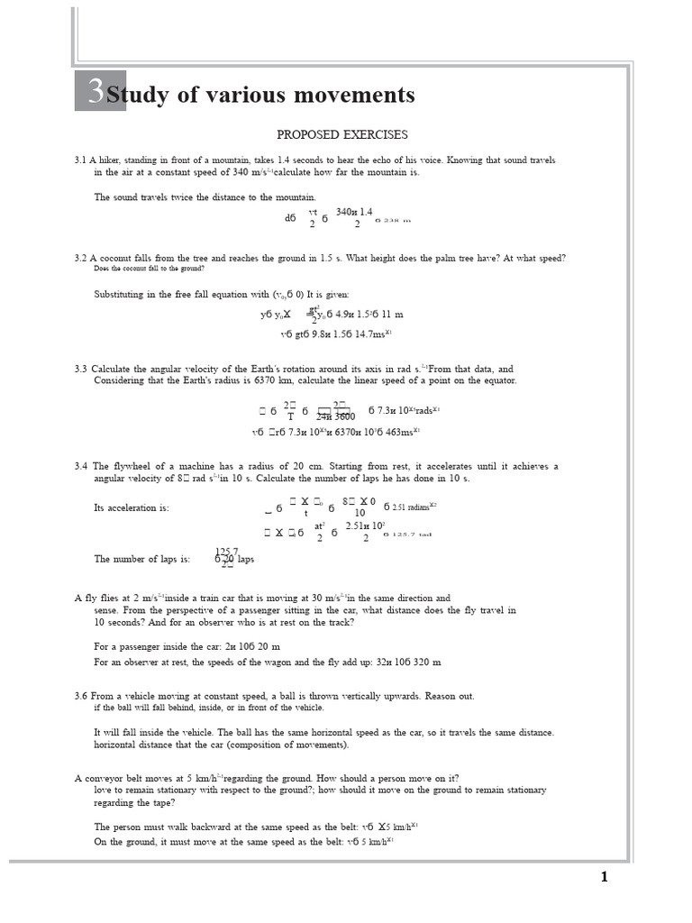 Physics Solved Exercises Solutions Movements | PDF | Acceleration ...