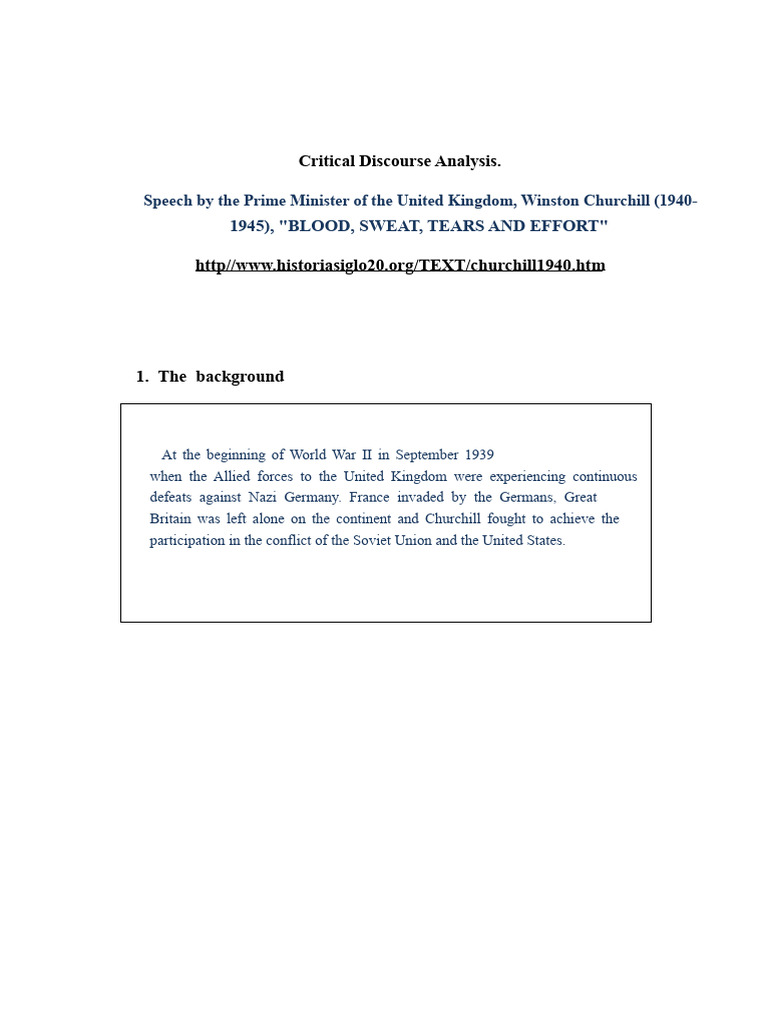 Churchill's 1940 Speech Analysis | PDF | Winston Churchill