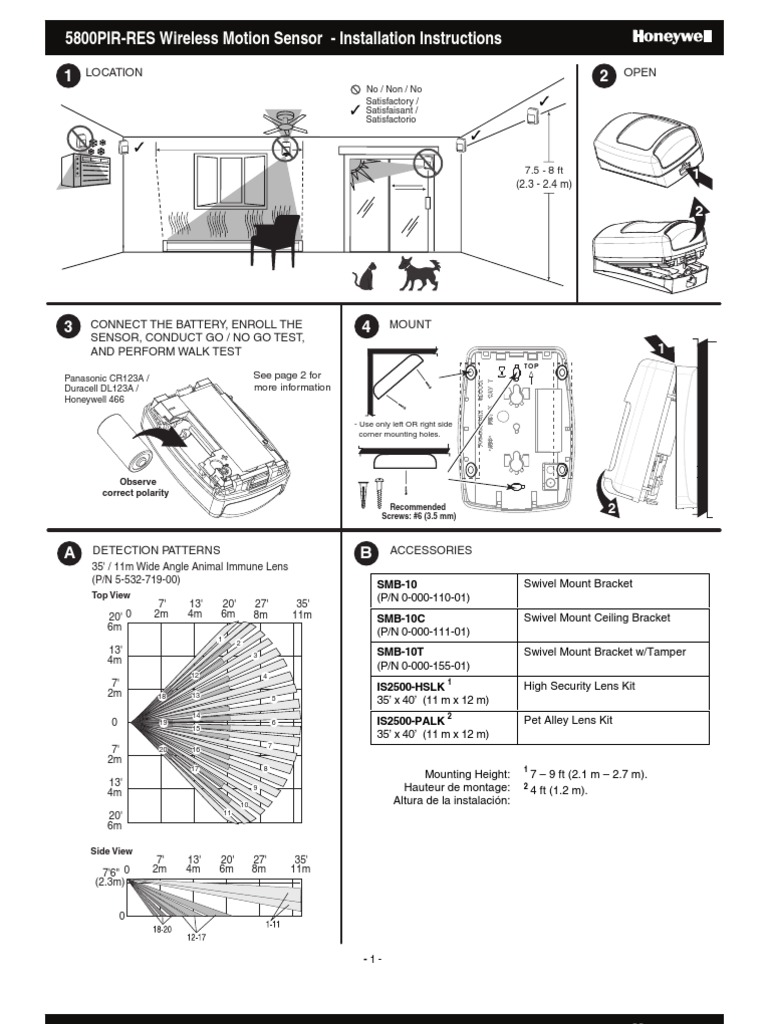 Honeywell 5800pir Res Install Guide | PDF | Security Alarm ...