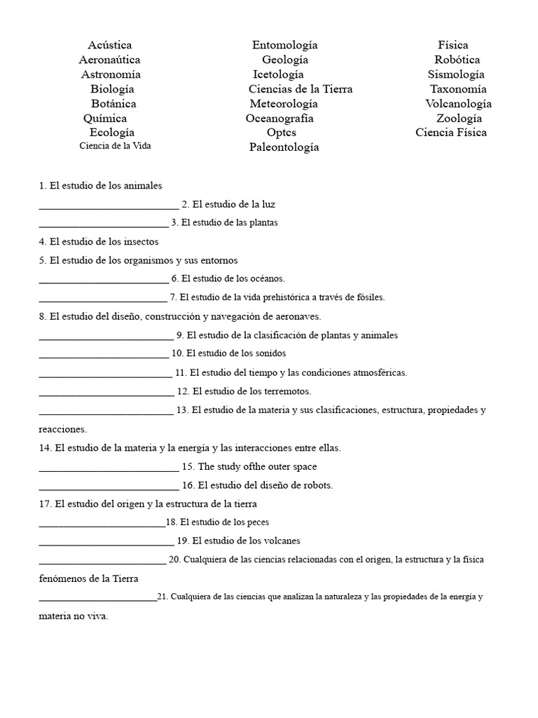 Ramas de la Ciencia y sus Estudios | PDF