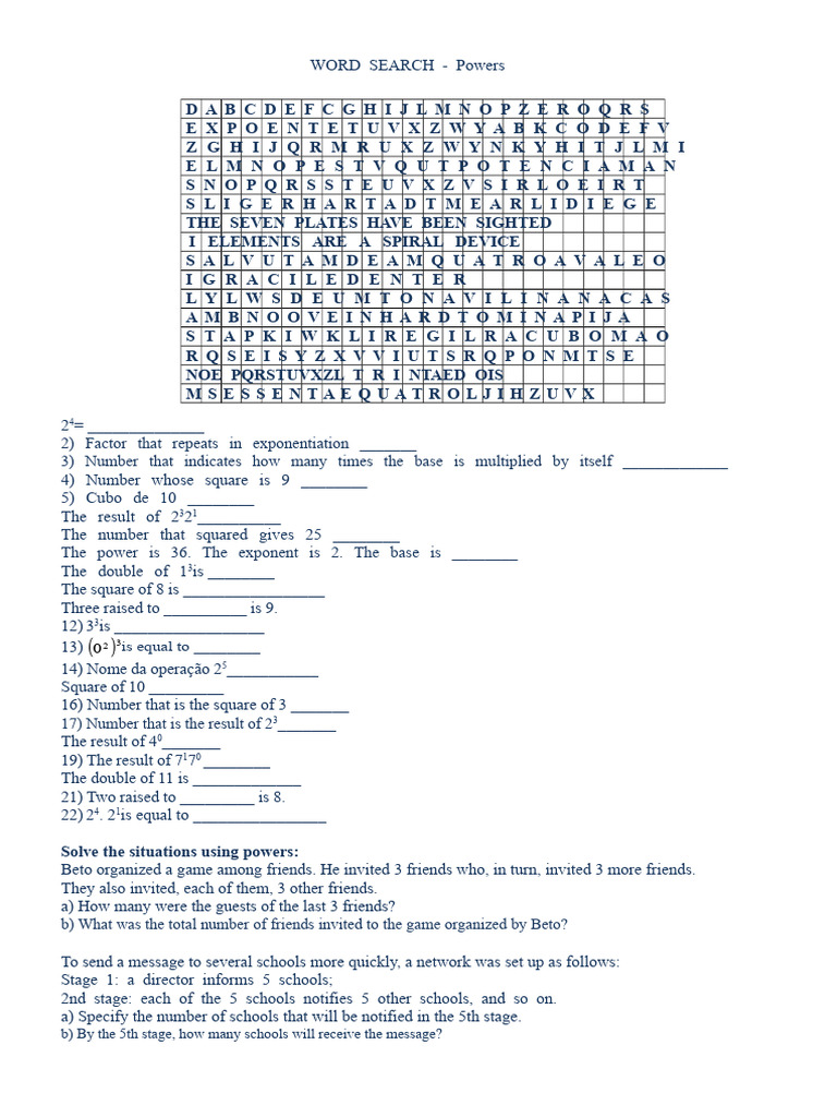 Word Search Power 8th | PDF | Mathematics | Arithmetic